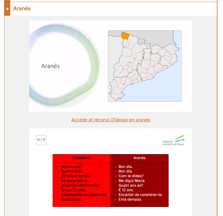 El aranés, presente en los recursos educativos de la Junta de Andalucía ...